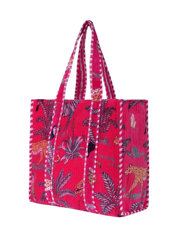 CYC Printed Quilted Cotton Tote - Red