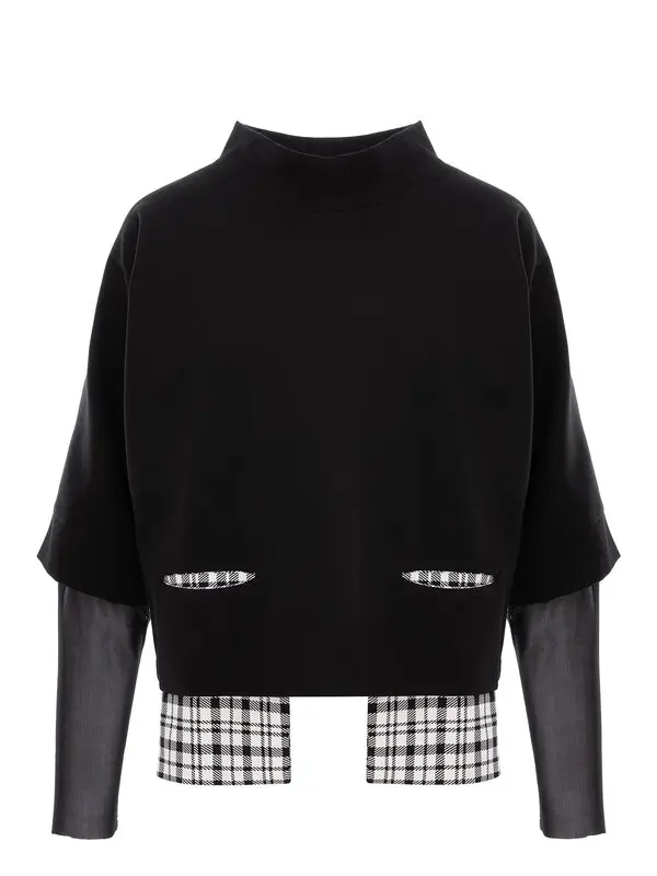 LARISA DRAGNA Midnight Tee Contrast Blouse - Black