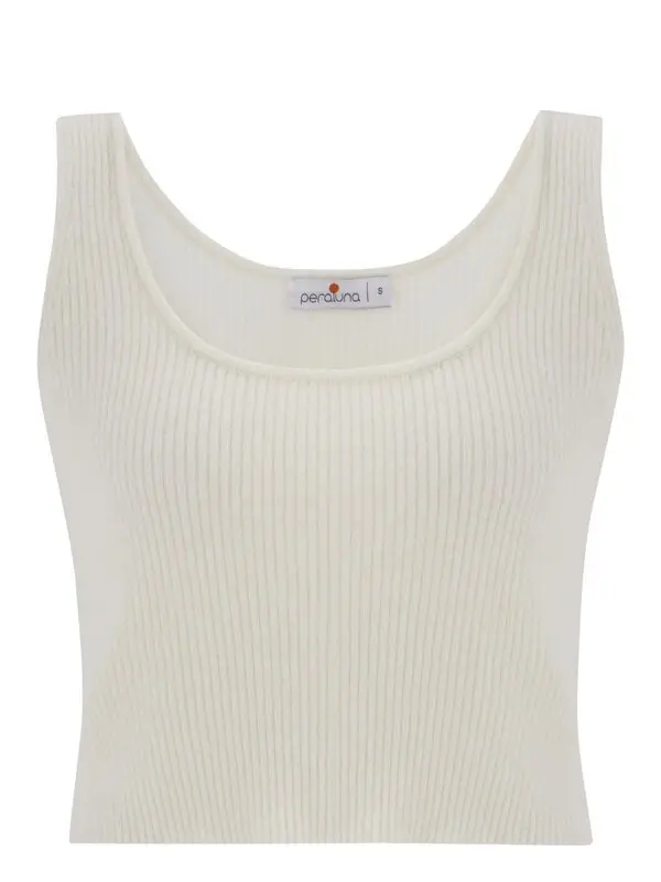 PERALUNA Cashmere Blend Ribbed Knitwear Singlet - White