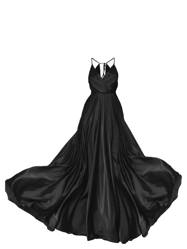 ANGELIKA JOZEFCZYK Satin Long Evening Dress - Black