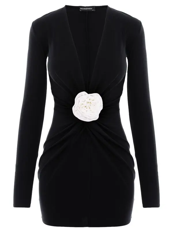 ROSERRY Mallorca Mini Dress With Rosette - Black