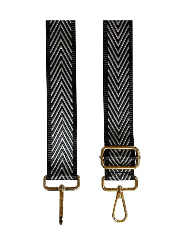 APATCHY LONDON Chevron Woven Canvas Bag Strap - Black/gray