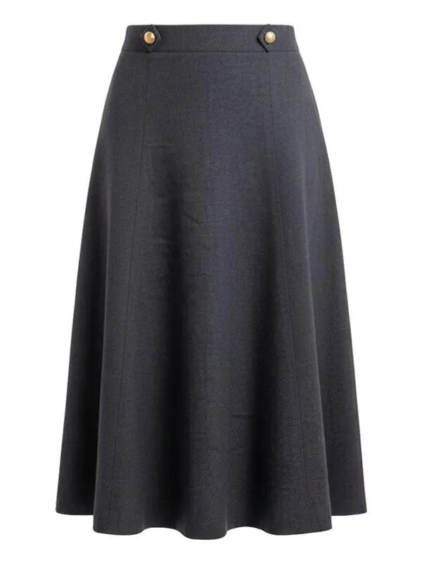 STOVARIA Merino Wool A-line Ankle-length Skirt - Black