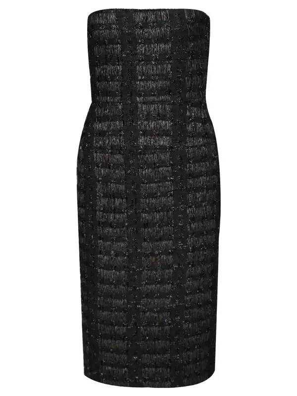 RUE AGTHONIS Lendemain Strapless Tweed Dress - Black