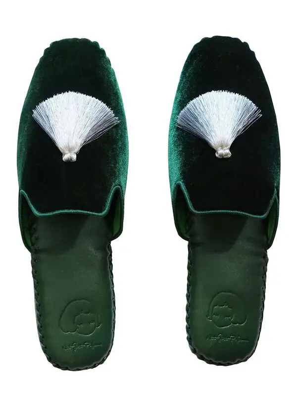 Not Just Pajama Handmade Velvet Slippers - Green