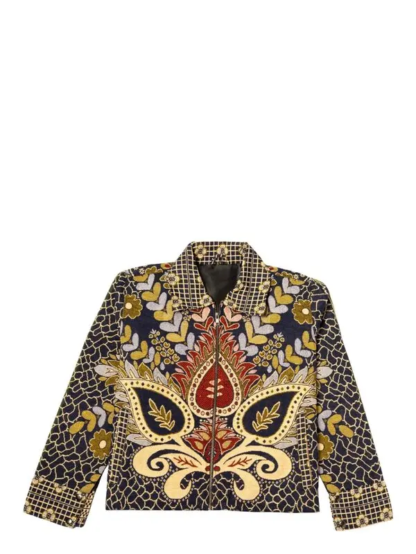 COLLECTED XX Gul Bahaar Cropped Jacket - Blue/green/red
