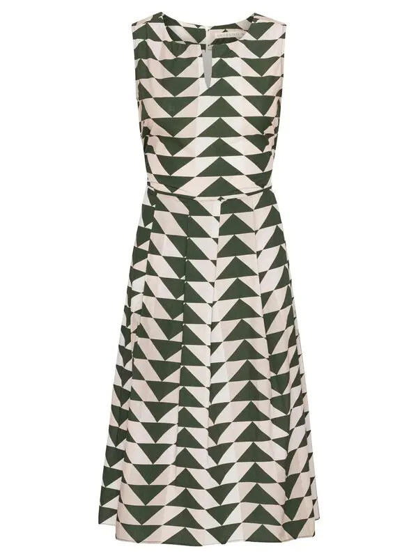 GROBUND Christiane Quilted Print Midi Dress - Green