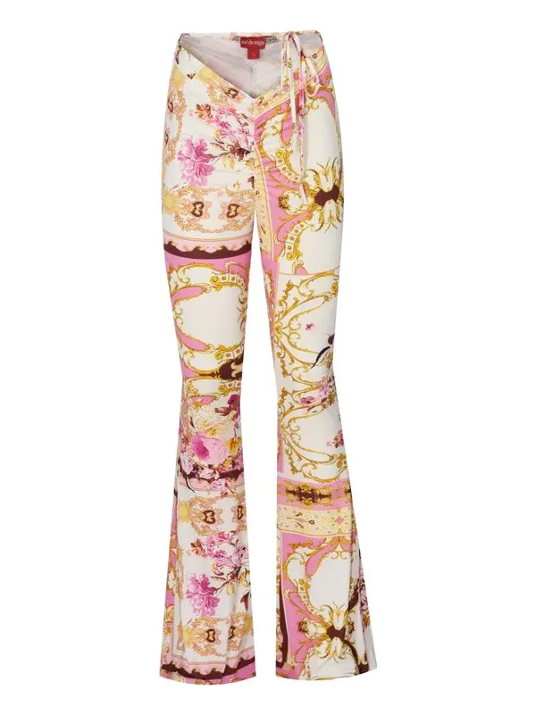 NO'DESIGN Sway Ruched Flared Pants Printed, Flare, Stretch - Pink