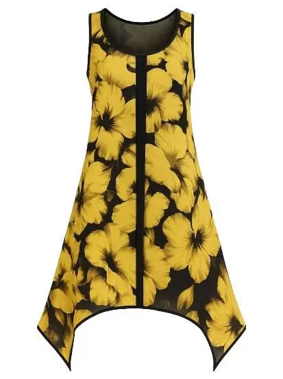 CONQUISTA Sleeveless A-line Dress With Allover Print - Black
