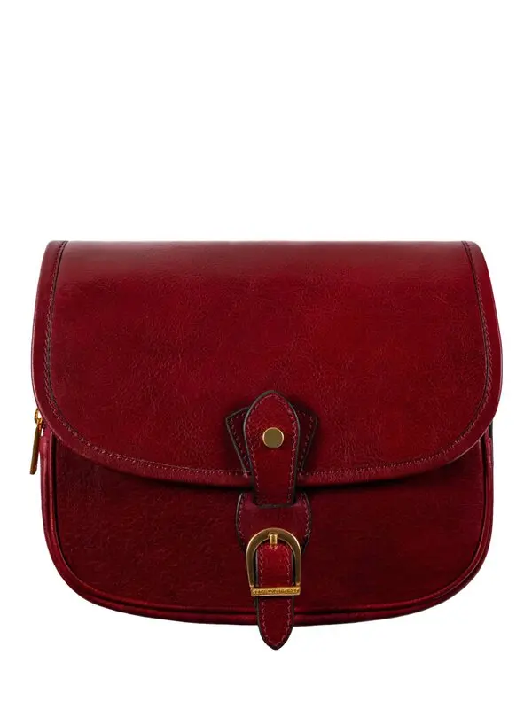 TIME RESISTANCE Leather Saddle Crossbody Bag - Red