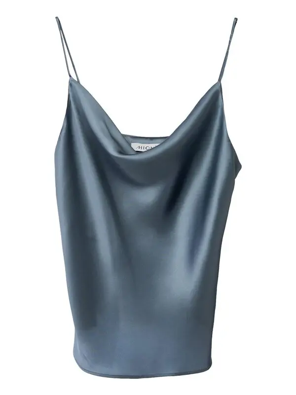 Mionè Silk Camisole Top With Draped Detail - Grey