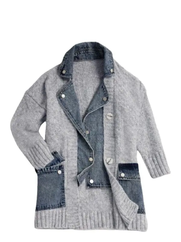 Saachi Denim Knit Gainsboro Cardigan - Grey
