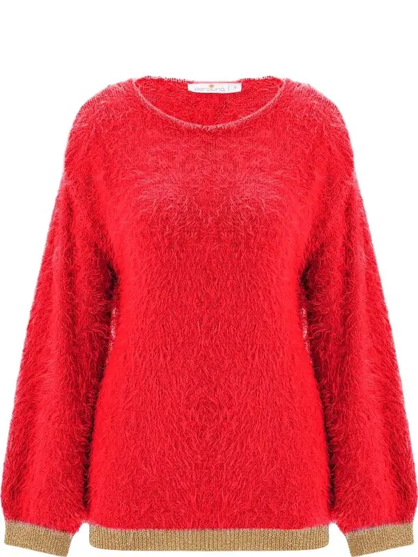 PERALUNA De Ville Fluffy Pullover Glitter Sweater - Red