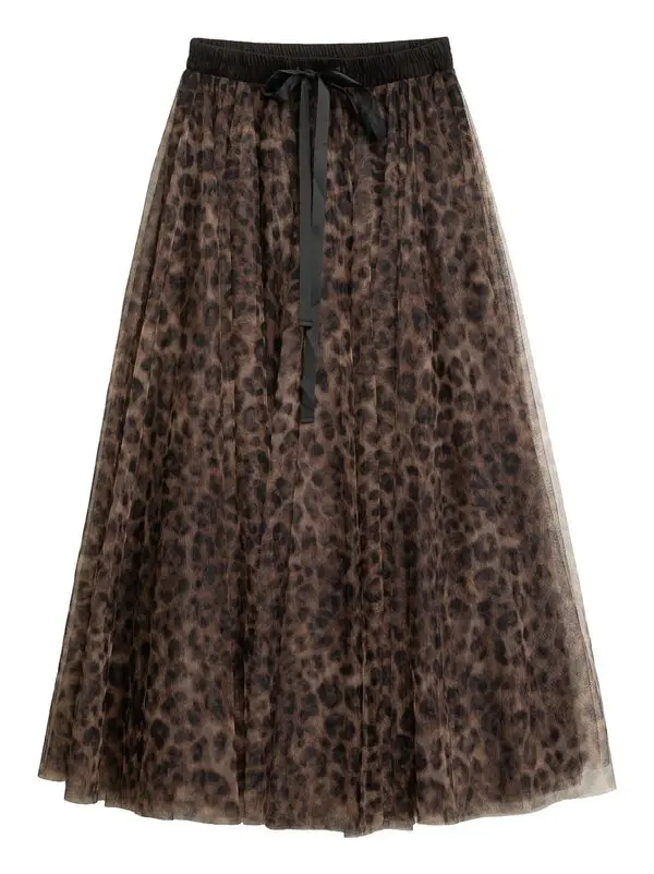 TANTRA SPAIN SL Leopard Print Tulle Skirt - Brown