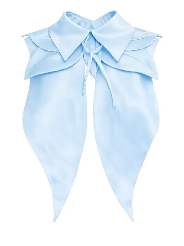 JULIA ALLERT Oversized Satin Bib Collar - Blue