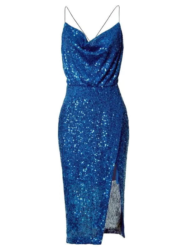 AGGI BY HALEWSKI Sequin-embroidered Midi Dress - Blue