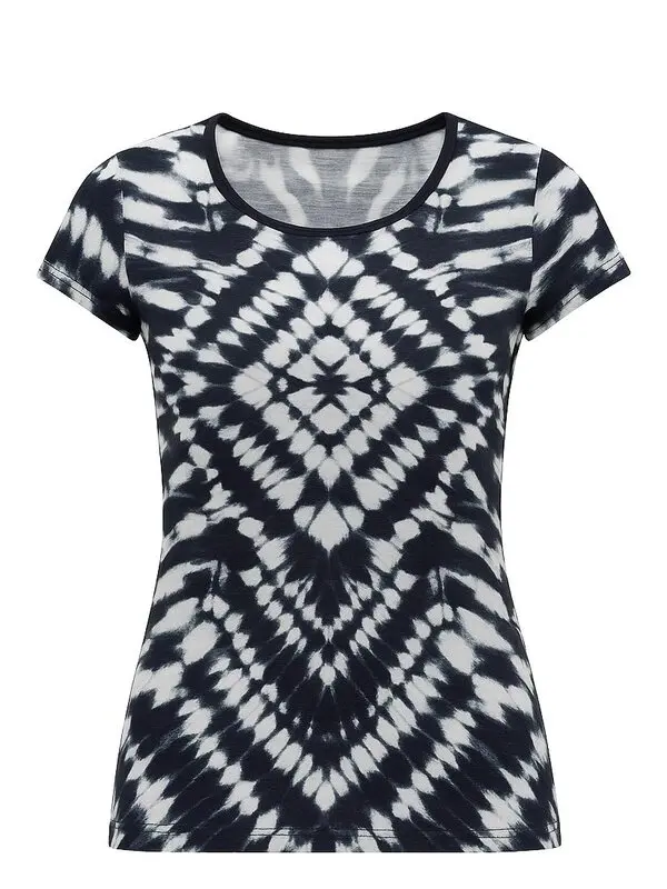 CONQUISTA Geometric Print Fitted Tee - Black