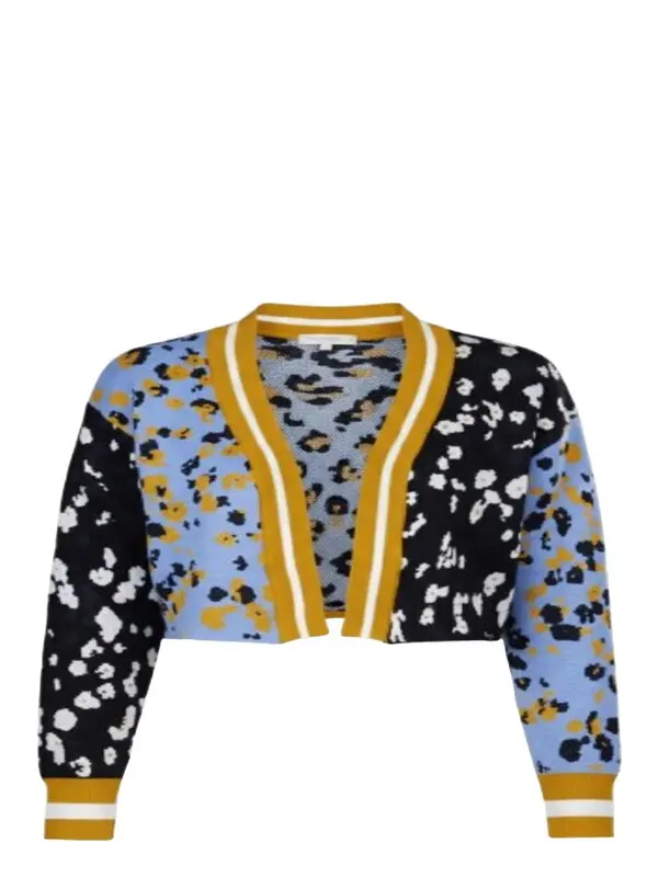 Saachi Floral Print Open Front Cardigan - Blue