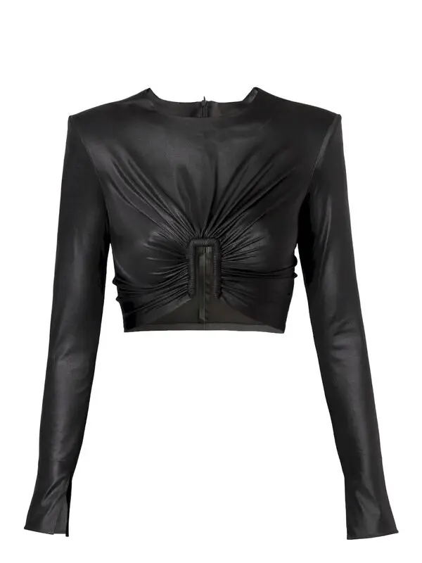 AGGI BY HALEWSKI Meg Pearl Cropped Top - Black