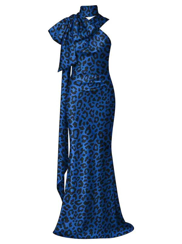 LOLAM Himba Leopard Print Maxi Dress - Blue
