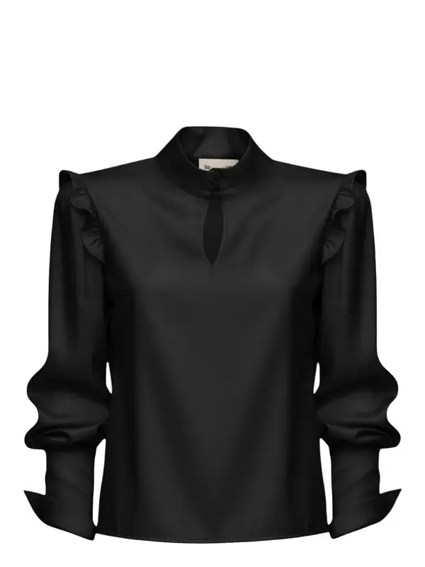 JULIA ALLERT Satin Blouse With Bishop Sleeves - Black