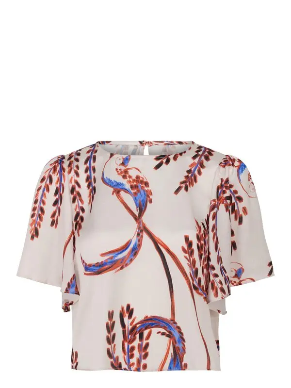 TRAFFIC PEOPLE Rene Short Sleeve Blouse - White/red