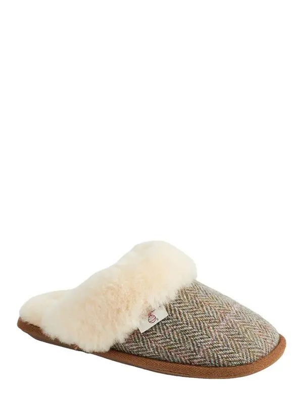 BEDROOM ATHLETICS Harris Tweed Sheepskin Lined Mule Slippers - Brown