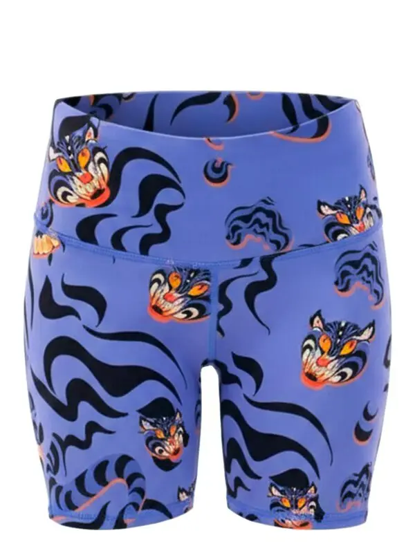 PITAYA YOGA Printed High-waisted Bike Shorts - Blue/black