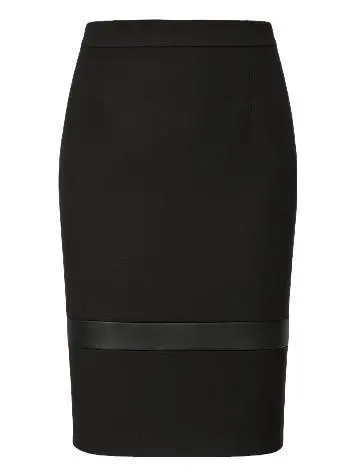 CONQUISTA Classic Straight Knee Length Skirt - Black