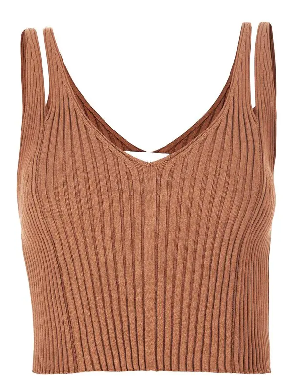 SALANIDA Ribbed Crop Top - Brown