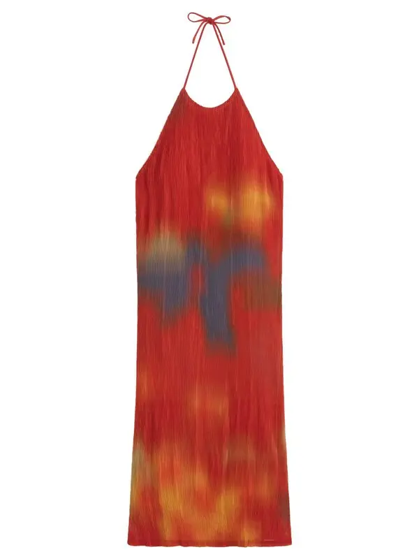 THINKING MU Pleated Midi Dress - Red