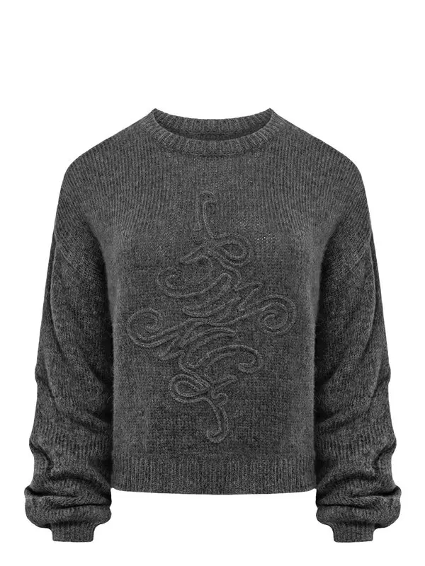 MANDRAGORA Wool And Baby Alpaca Sweater With Logo - Grey