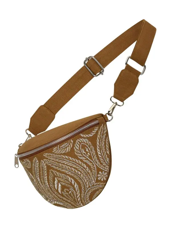 JODI LEE Embroidered Belt Bag - Gray/yellow