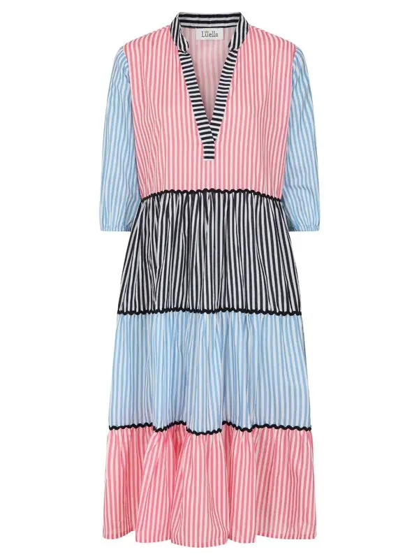 LUELLA FASHION Vienna Short Cotton Dress - Blue/pink