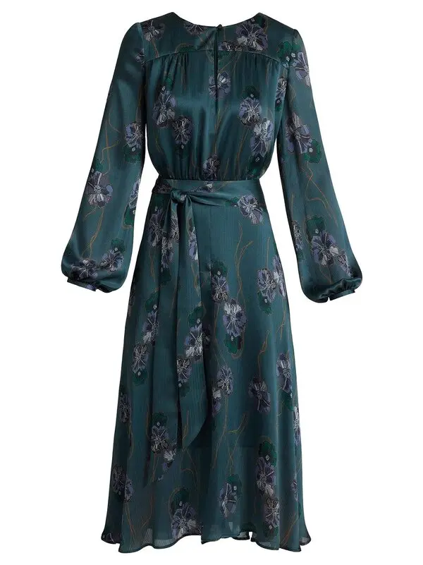 Santorelli Aubree Long Sleeve Printed Midi Dress - Blue