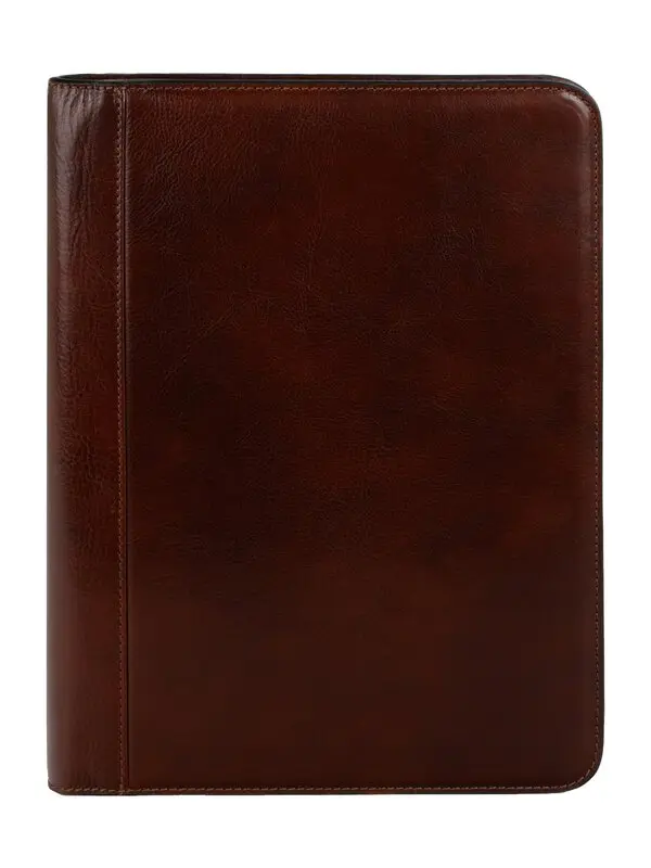 TIME RESISTANCE Full-grain Leather Documents Folder Organizer - Brown
