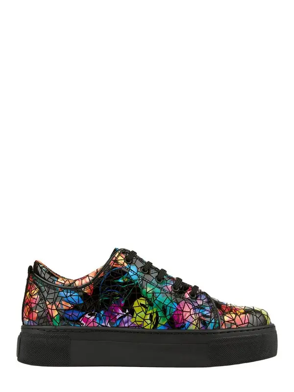 EMBASSY LONDON USA Camila Tropical Leather Sneakers - Orange/black