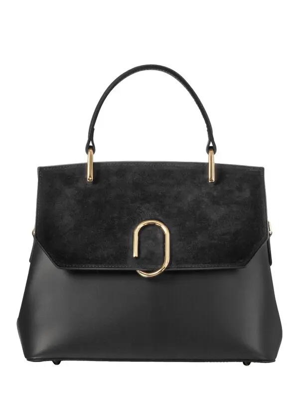 LE PARMENTIER Thais Suede & Leather Satchel - Black