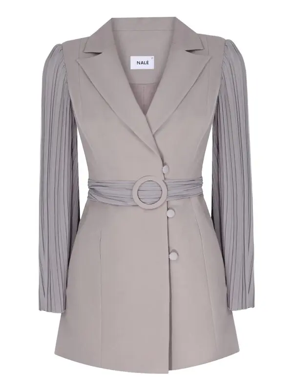 NALÈ Pleated Sleeve Blazer And Wide Leg Trouser Set - Grey