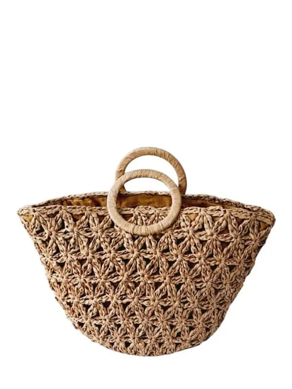 SPRINGMOONATELIER Handmade Raffia Handbag - Brown