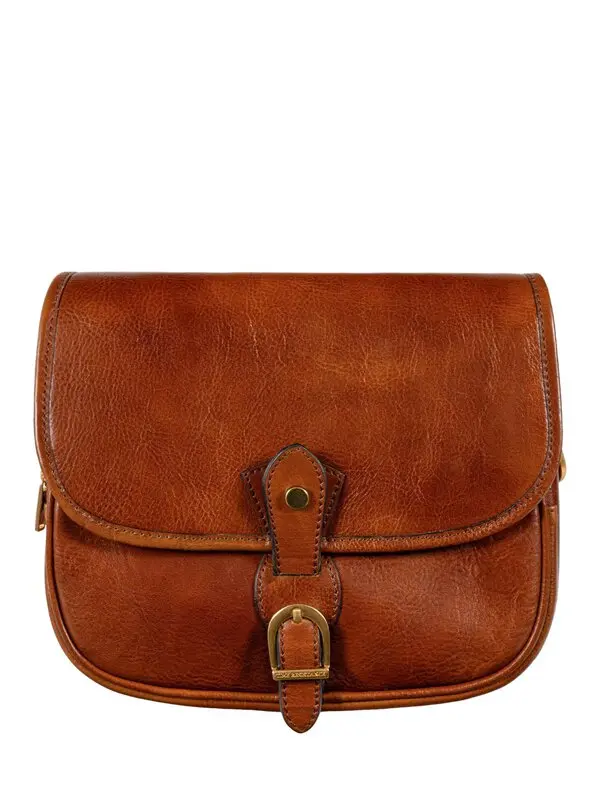 TIME RESISTANCE Leather Saddle Crossbody Bag - Brown