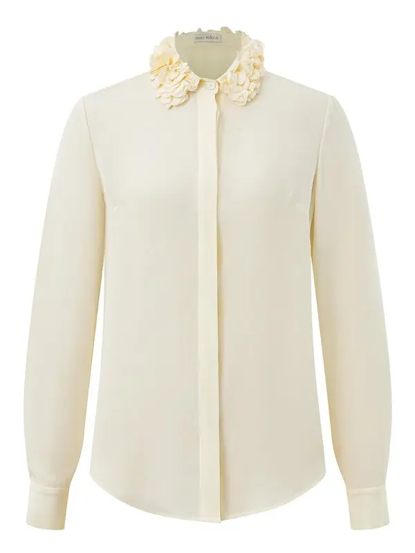 EMMA WALLACE Silk Petal Blouse - White