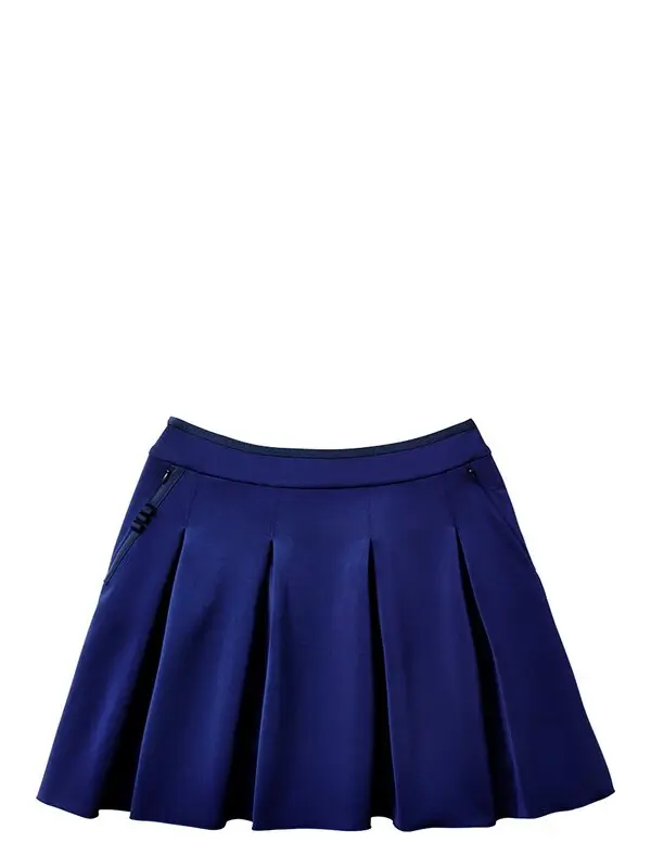 HEDGE Darrow Pleated Skirt - White/blue