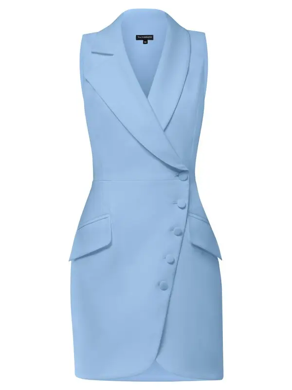 TIA DORRAINE Sleeveless Blazer Mini Dress - Blue