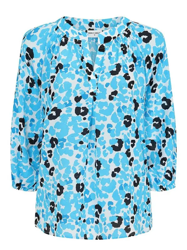 MERCY DELTA Printed Silk Shirt - Blue