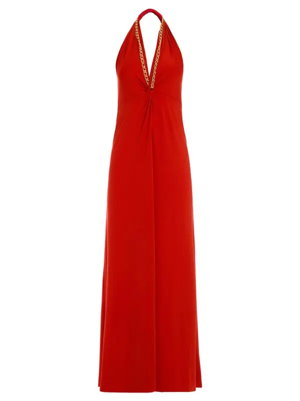 N'ONAT Maxi Dress With Chain Detail - Red