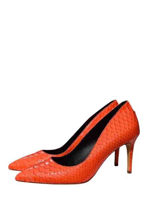 AETHRA SHOES Aster Pointed Toe Low Heel Pumps - Orange