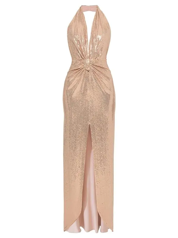 NISSA Sequin Backless Maxi Dress - Pink