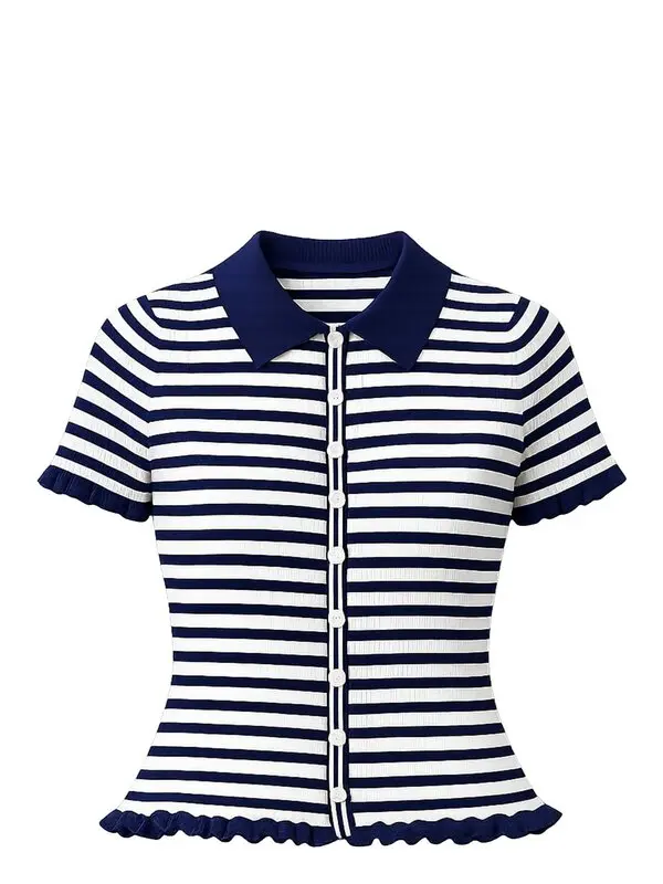 YUMI Striped Knit Top - Blue
