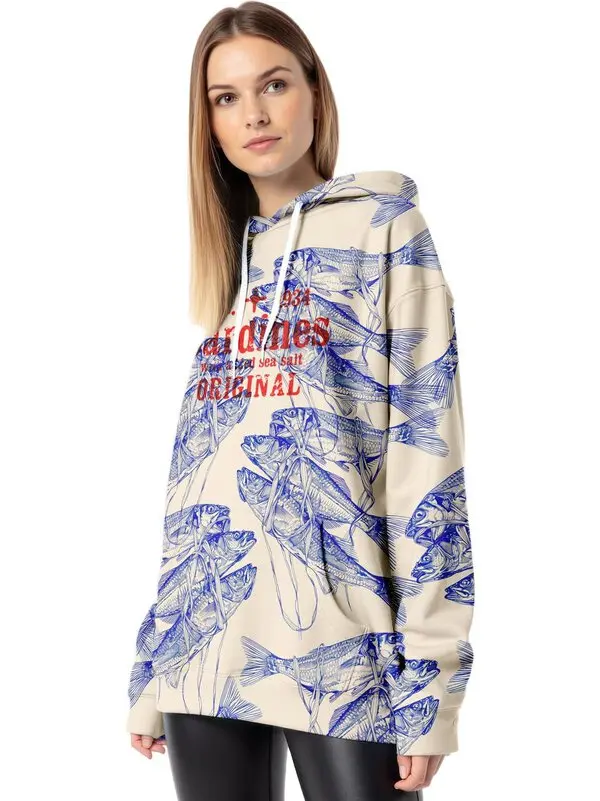 ALOHA FROM DEER Neutrals / Sardines Oversize Hoodie - Blue